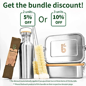 Bambaw 32 oz Water Bottle | Metal Water Bottle | Non-insulated Single Wall Stainless Water Bottle | Steel Water Bottle | Stainless Steel Water Bottles | Travel Water Bottle | 1 Liter Water Bottles