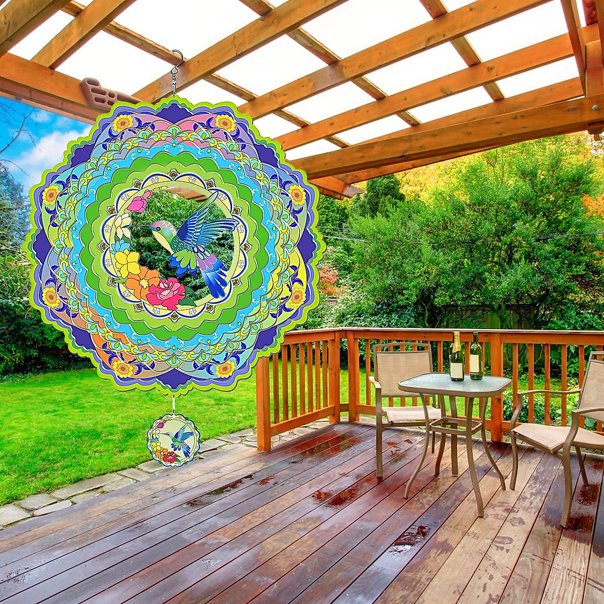 Hummingbird Wind Spinners for Yard and Garden,3D Wind Spinner, 12 inch Metal Wind Sculpture Stainless Steel Wind Catchers for Outdoor Indoor Crafts Ornaments Decoration Gifts(Hummingbird)