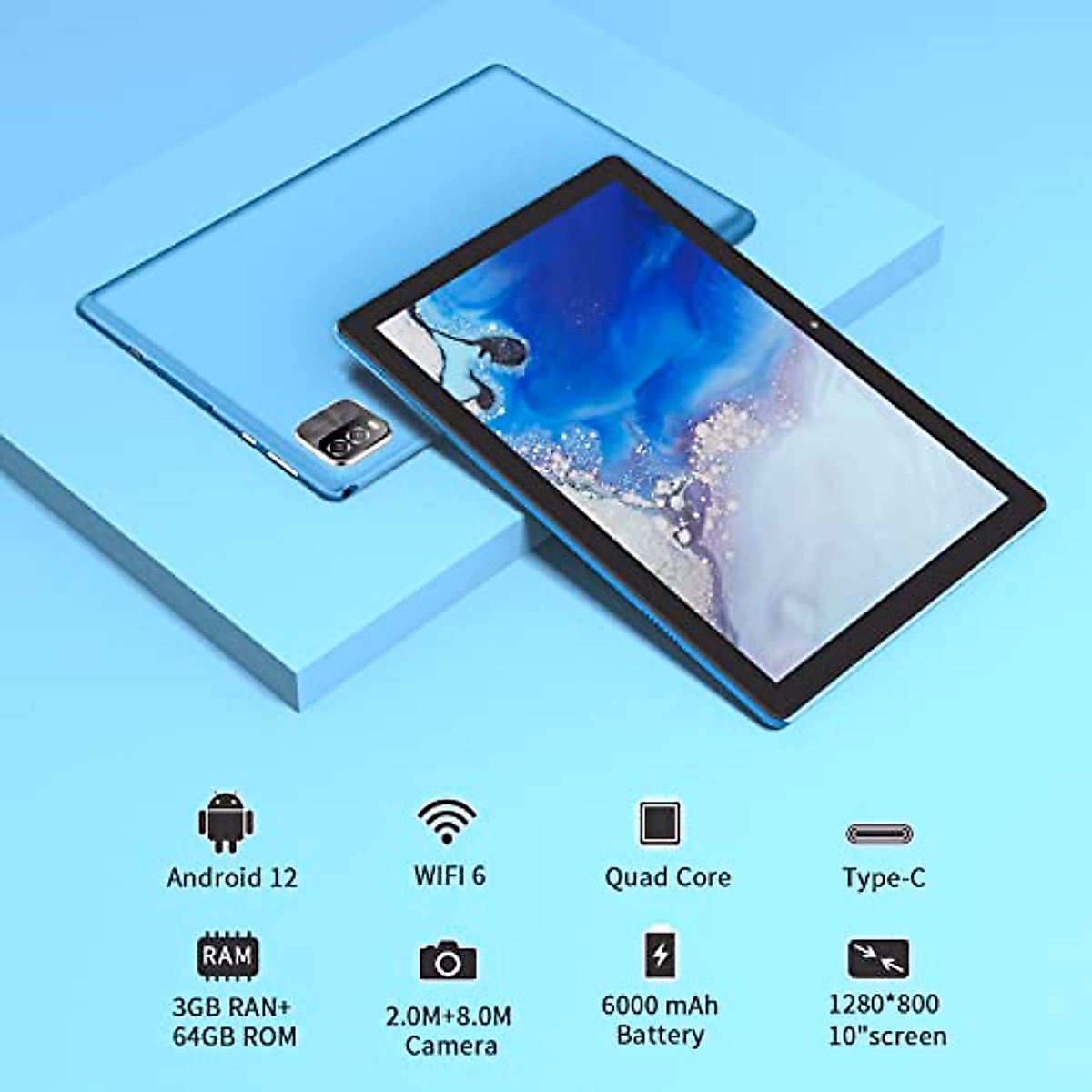 VOLENTEX Tablet 10 Inch Android 12, 3GB RAM 64GB ROM 512GB Expand ...