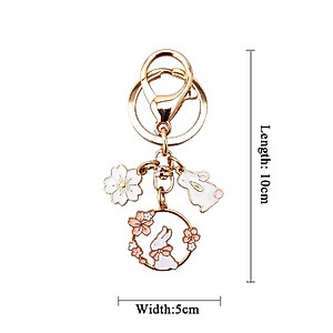 HOLAOCT Cute Keychains Aesthetic Bunny Keychain Accessories Kawaii Cat Key Ring for Women,Keychains Charm for Airpod,Backpack