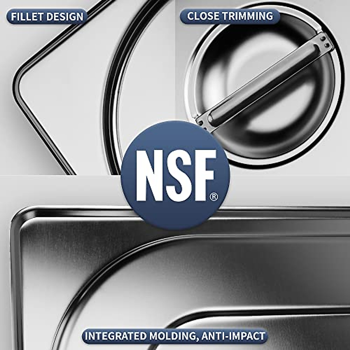 BIEAMA 6-Pack Full Size Steam Table Pan Cover, Lid with Handle, NSF, Hotel Pan Cover, Catering Food Pan Cover