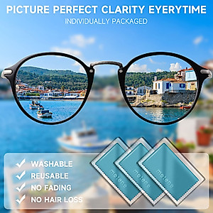 Metene 15 Pack Microfiber Cleaning Cloths (6"x7") in Individual Vinyl Pouches | Glasses Cleaning Cloth for Eyeglasses, Phone, Screens, Camera Lens and Other Delicate Surfaces Cleaner (Blue)