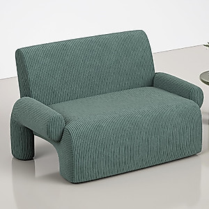 Farini 52" Small Loveseat Sofa, Mid-Century Modern Fabric Upholstered 2-Seat Sofa for Living Room, Bedroom, Office, Green