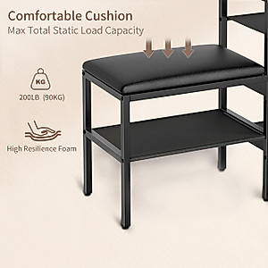 FURKO Shoe Rack with Seating Bench,Shoe Storage Organizer for Entryway,Large Capacity 6-Tier Shoe Shelf,Steel Frame Wood Top,for Closets, Hallway,47.6 * 11.8 * 43.8 Inches, Rustic Brown