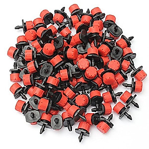 Yardwe 100PCS Adjustable Irrigation Drippers Sprinklers 1/4 Inch Emitter Dripper Micro Drip Irrigation Sprinklers for drip Irrigation System Parts Garden Watering