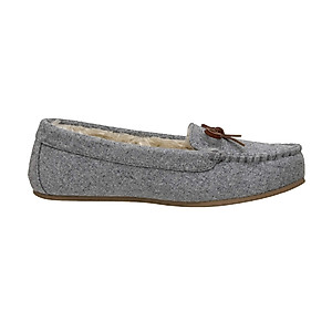 CUSHIONAIRE Women's Sabina Moccasin Slipper +Memory Foam, Grey Wool 10