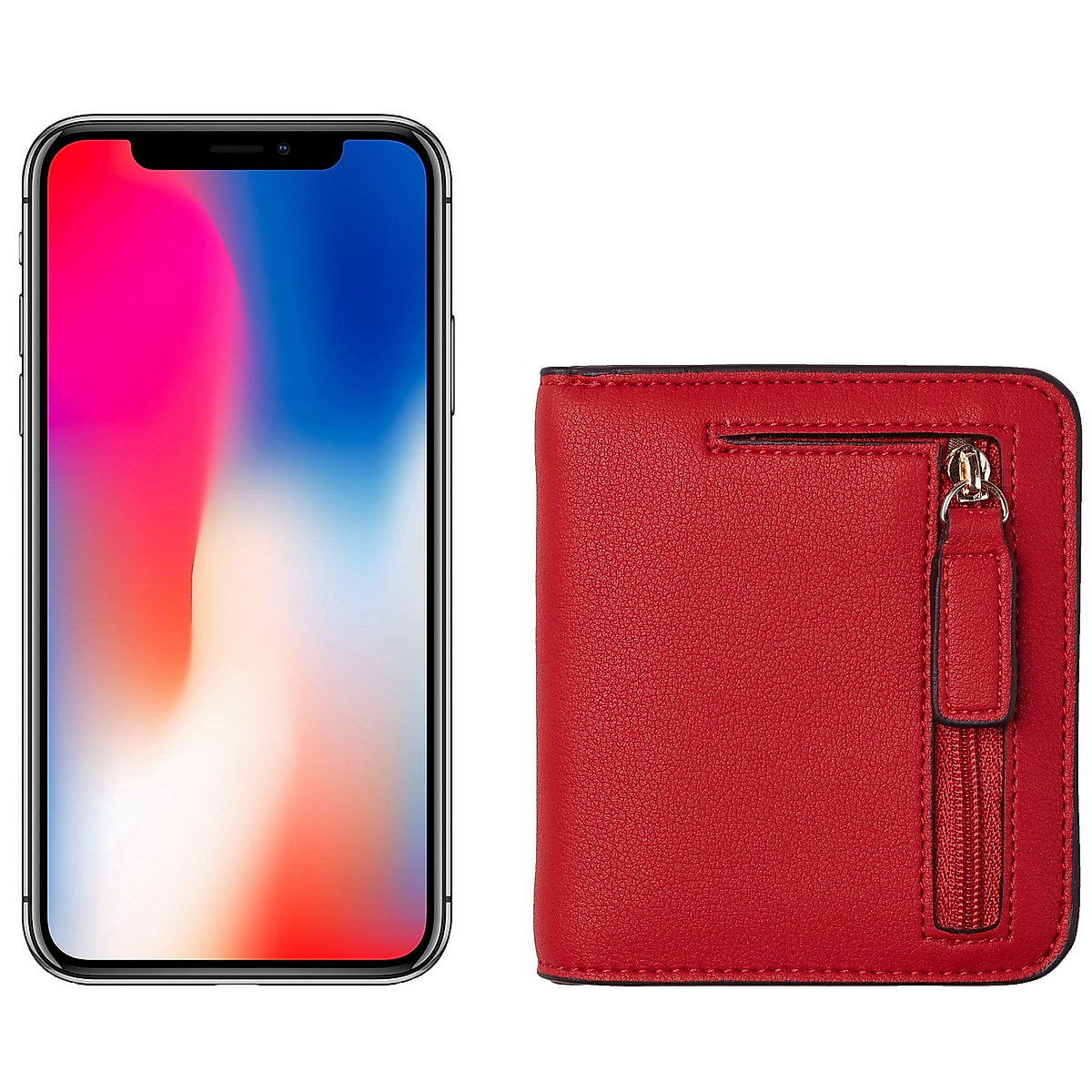 Toughergun Womens Rfid Blocking Small Compact Bifold Luxury Genuine Leather Pocket Wallet Ladies Mini Purse with ID Window (10 ReNapa Red Classic)