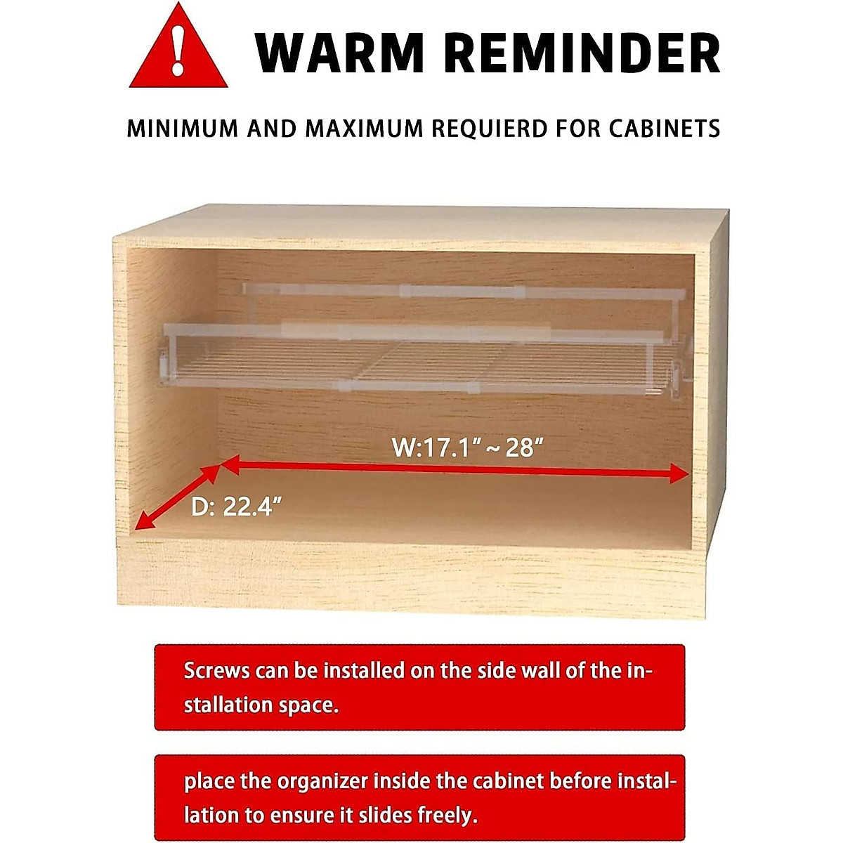 GEDLIRE Expandable Pull Out Cabinet Organizer, Heavy Duty Slide Out Pantry Storage Shelves, Sliding Drawer Organizer Rack for Kitchen Cabinets, Under Sink, Home, 17.1"-28" W x 22.4" D