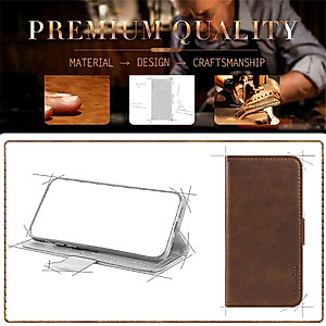 for Emporia Smart 5 Case, Leather Wallet Case with Cash & Card Slots Soft TPU Back Cover Magnet Flip Case for Emporia Smart 5 (5.5”) Brown