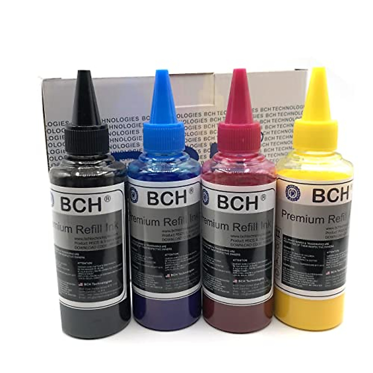 BCH Premium DTF Ink for Inkjet Printer Direct to Film Heat Transfer Printing - 400 ml Total (KCMY no White)