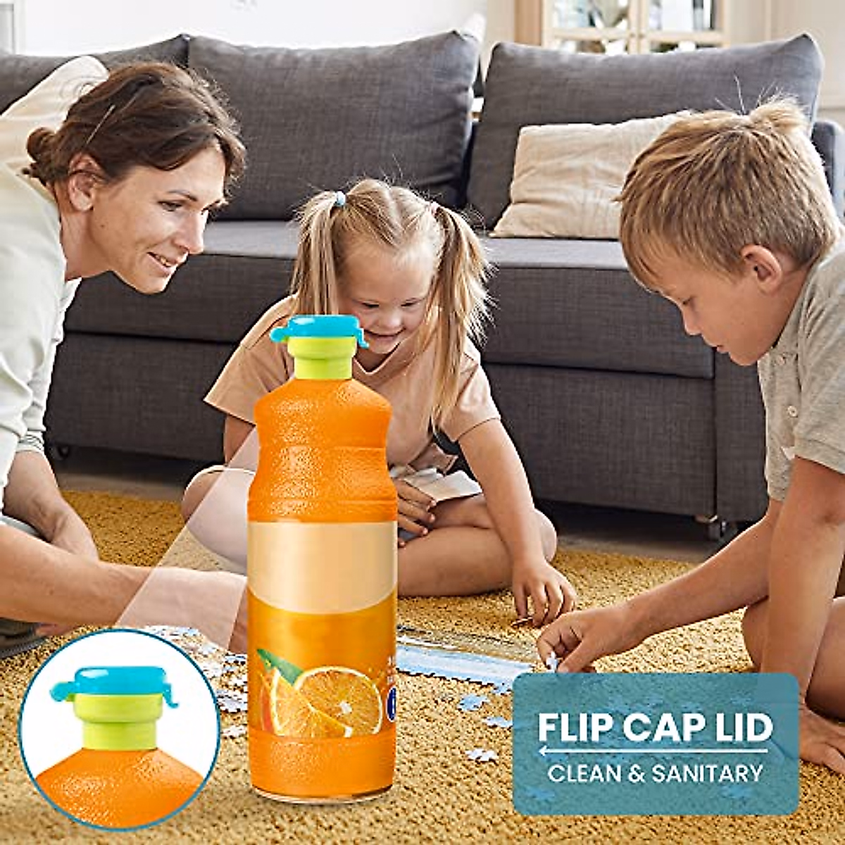 ORYOUGO 2 Pack Portable Spill Proof Juice Soda Water Bottle Twist Cover Cap Safe Drink Straw Sippy Cap