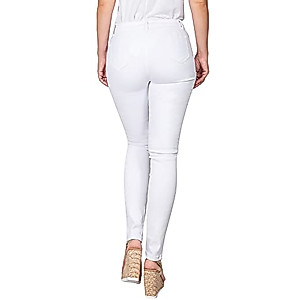 2LUV Women's Stretchy 5 Pocket Destroyed White Skinny Jeans, Size-7, White1