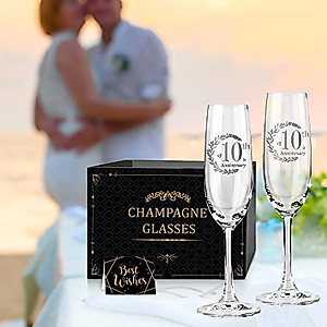 Tom Boy 10th Anniversary Champagne Flutes, Wedding Gifts Anniversary for Couple, 10th Wedding Anniversary Champagne Flutes Glasses Set of 2, Couple gifts, 10th Anniversary for Couple Gift