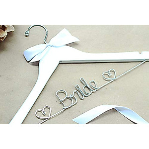 Bridal Hanger with Hearts, Wedding Hanger, White