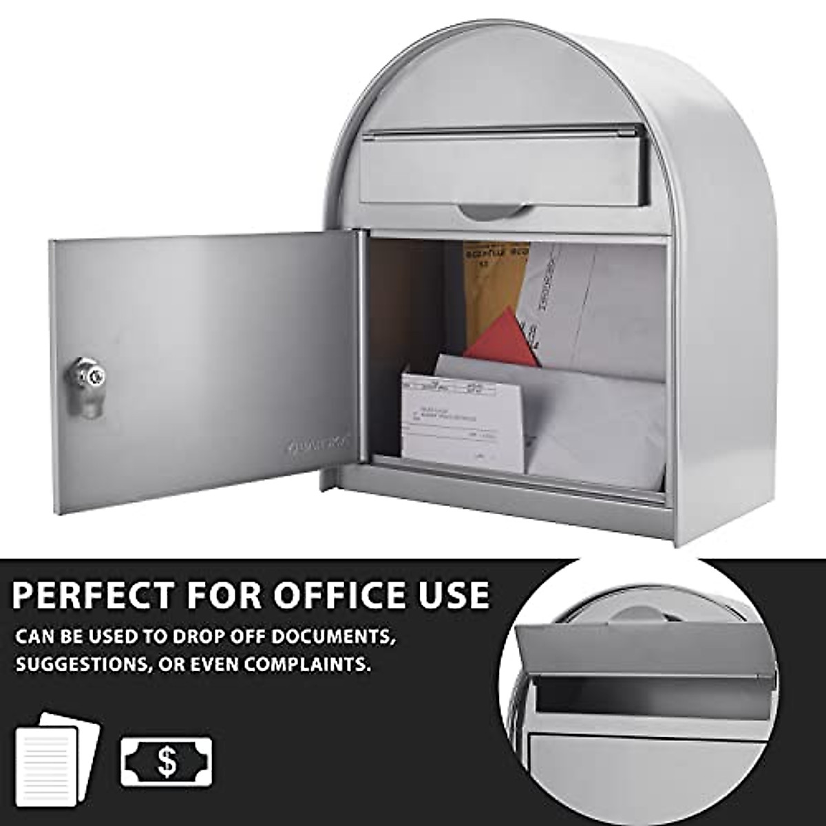 Barska Wall Mount Multi-Purpose Locking Mail Suggestion Drop Box with Key Lock for Home Office Classroom