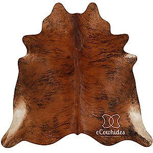 ecowhides | Genuine Cowhide Rug, Cowskin, Brindle, Western Home Decor, Premium Quality, Living Room Accessories, (X-Large) 7 x 6 ft