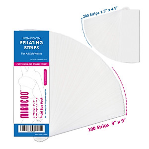 Mirucoo Salon Quality Non-woven Wax Strips for Body and Facial Hair Removal Multi Size Pack (300)