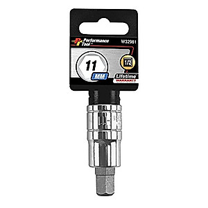 Performance Tool W32981 1/2 Drive 11mm Hex Bit Socket, 1 Pack