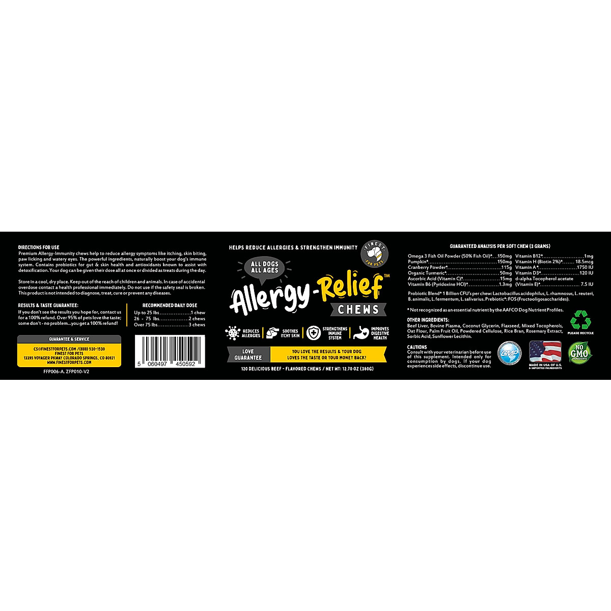 Dog Allergy Relief - Dog Allergy Chews Itch Relief, Seasonal Allergy Support for Itchy Skin, with Omega 3, Pumpkin & Probiotics (120 Soft Chews)