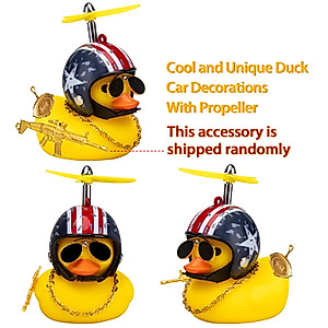 wonuu Rubber Duck Car Ornaments Cool Yellow Duck Car Dashboard Decorations Squeaky Glasses Duck with Propeller Helmet for Car ccessories Dashboard (Z-Pan-Stars&Stripes)