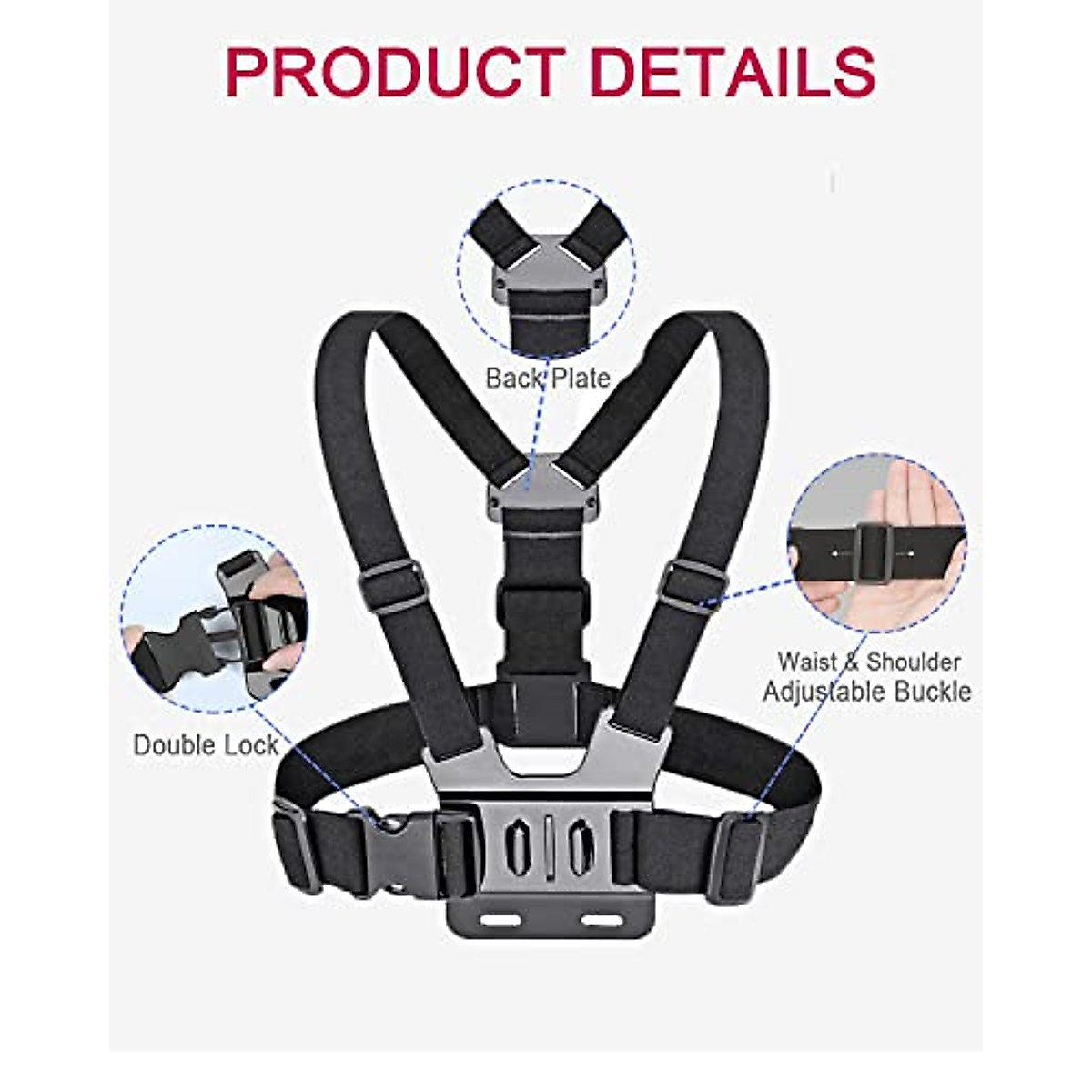Accessories Set for GoPro Hero 11/10/9/8/7/6/5/4,New Quick Release Chest Mount Harness + Head Strap Mount + Extension Arm Straight Joint