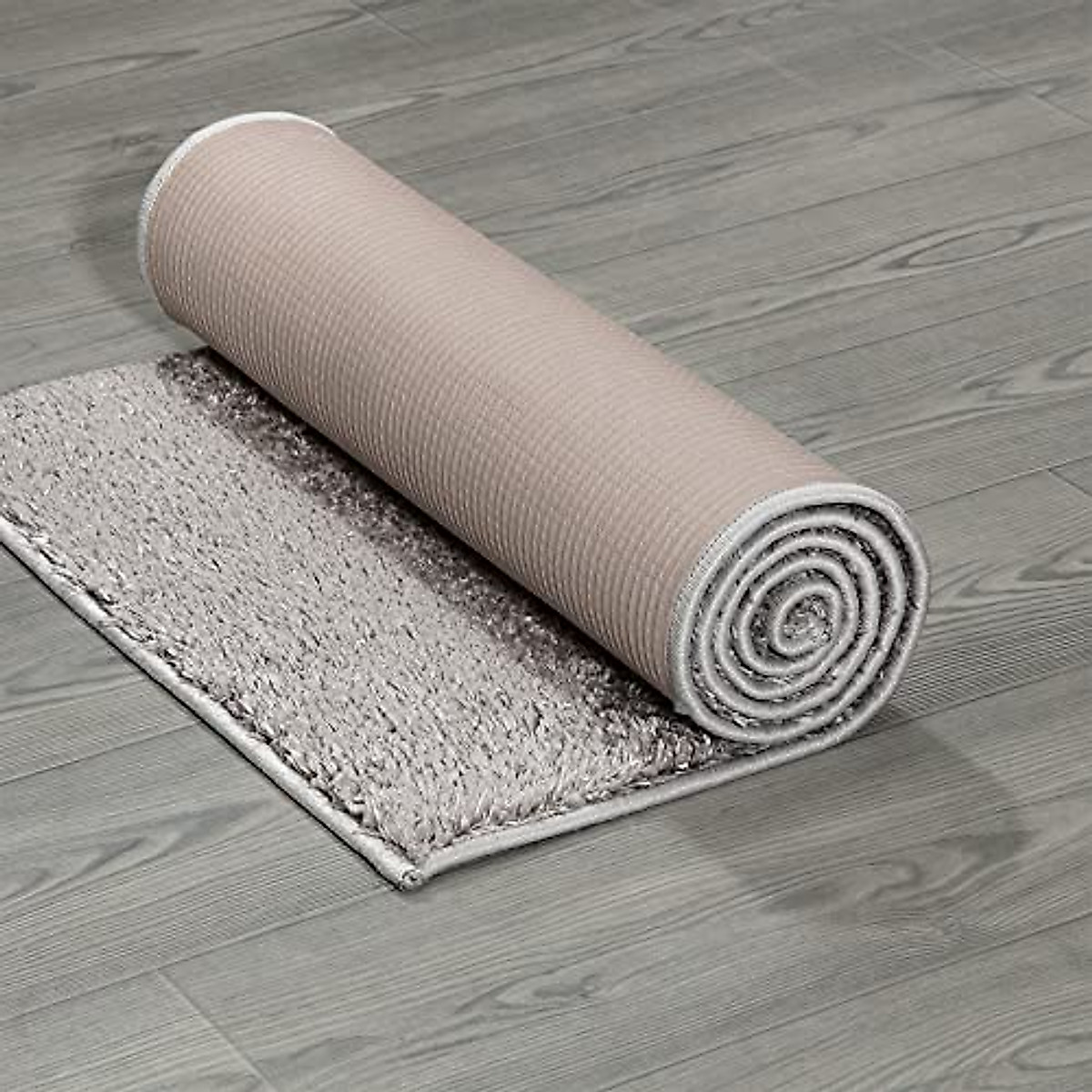 Machine Washable Solid Design Non-Slip Rubberback 2x6 Soft Shag Runner Rug for Hallway, Bedroom, Bathroom, Living Room, Kitchen, 2'2" x 6', Gray