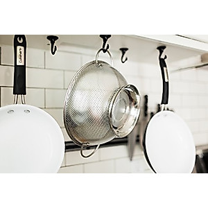 DLD Stainless Steel Micro-Perforated 5-Quart Colander - Professional Strainer with Heavy Duty Handles and Self-draining Solid Ring Base - Dishwasher Safe