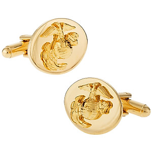 Cuff-Daddy Gold USMC Marine Corp Eagle, Globe & Anchor Officer Cufflinks with Presentation Box