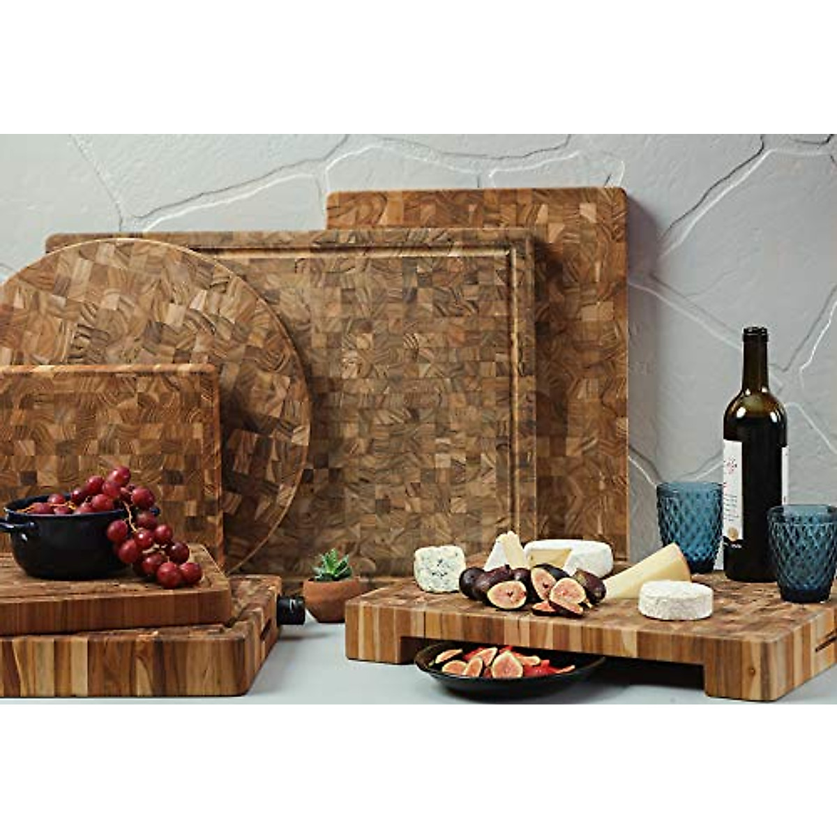 Teakhaus Butcher Block Cutting Board - Medium Wooden Cutting Board - Teak End Grain Wood - Knife Friendly - FSC Certified