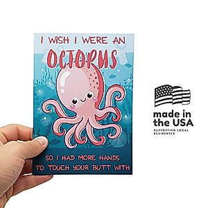 Sleazy Greetings Funny Valentine's Day Cards | Anniversary Cards for Husband Boyfriend | Birthday Card for Him | I Wish I Were an Octopus Card