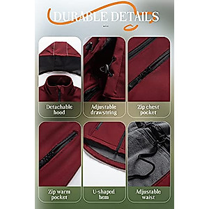 Chrisuno Women's Windproof Thermal Softshell Cycling Running Winter Jacket Biking Cold Weather Raincoat Burgundy S