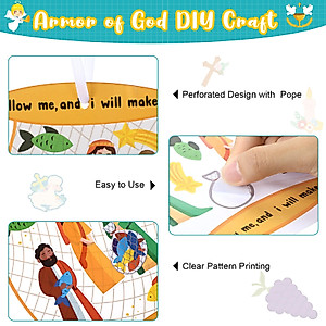 Outus 36 Set Religious Sunday School Crafts Armor of God DIY Craft Kit VBS Christian Crafts for Kids Bible Hanging Ornament Sunday School Paper Craft Sticker for Christmas DIY Activity Preschool