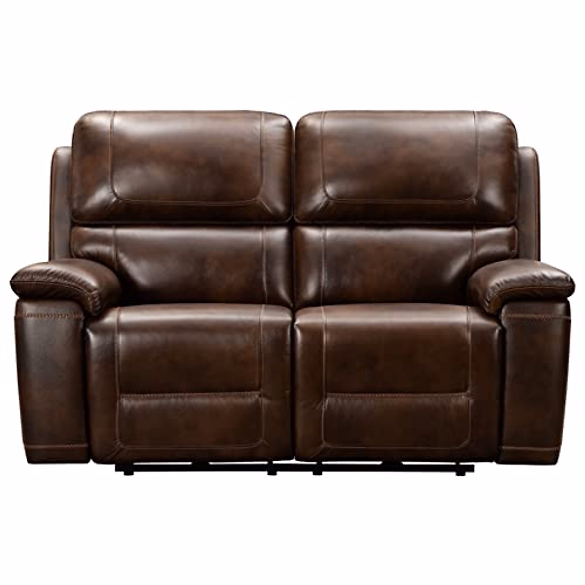 Signature Design by Ashley Wentler Traditional Tufted Leather Power Reclining Loveseat with Adjustable Headrest, Dark Brown