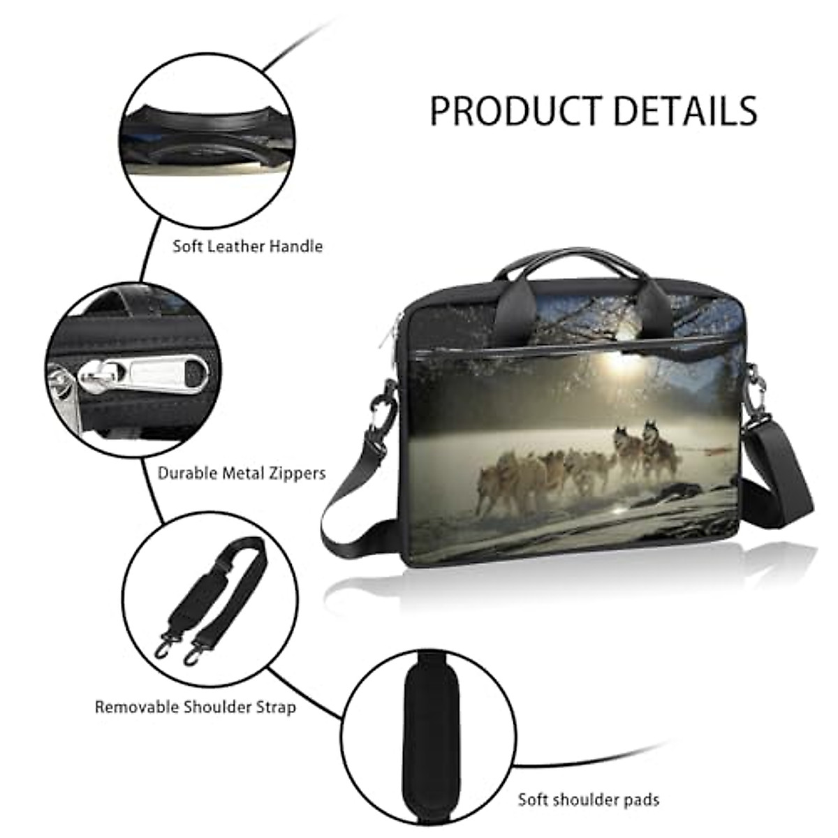 Energetic Dogs Laptop Computer Bag Waterproof Shoulder Messenger Bag 13-15 inch Durable Laptop Tote Bag with Shoulder Strap Handle Lightweight Crossbody Briefcase