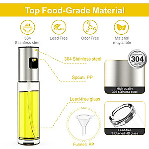 Oavostd Premium Olive Oil Sprayer for Cooking, 1 Pack Food-grade Olive Oil Spray Bottle with 304 Stainless Steel, 100ml Olive Oil Mister Spray Bottle for Cooking, Perfect for Salad, BBQ, Baking