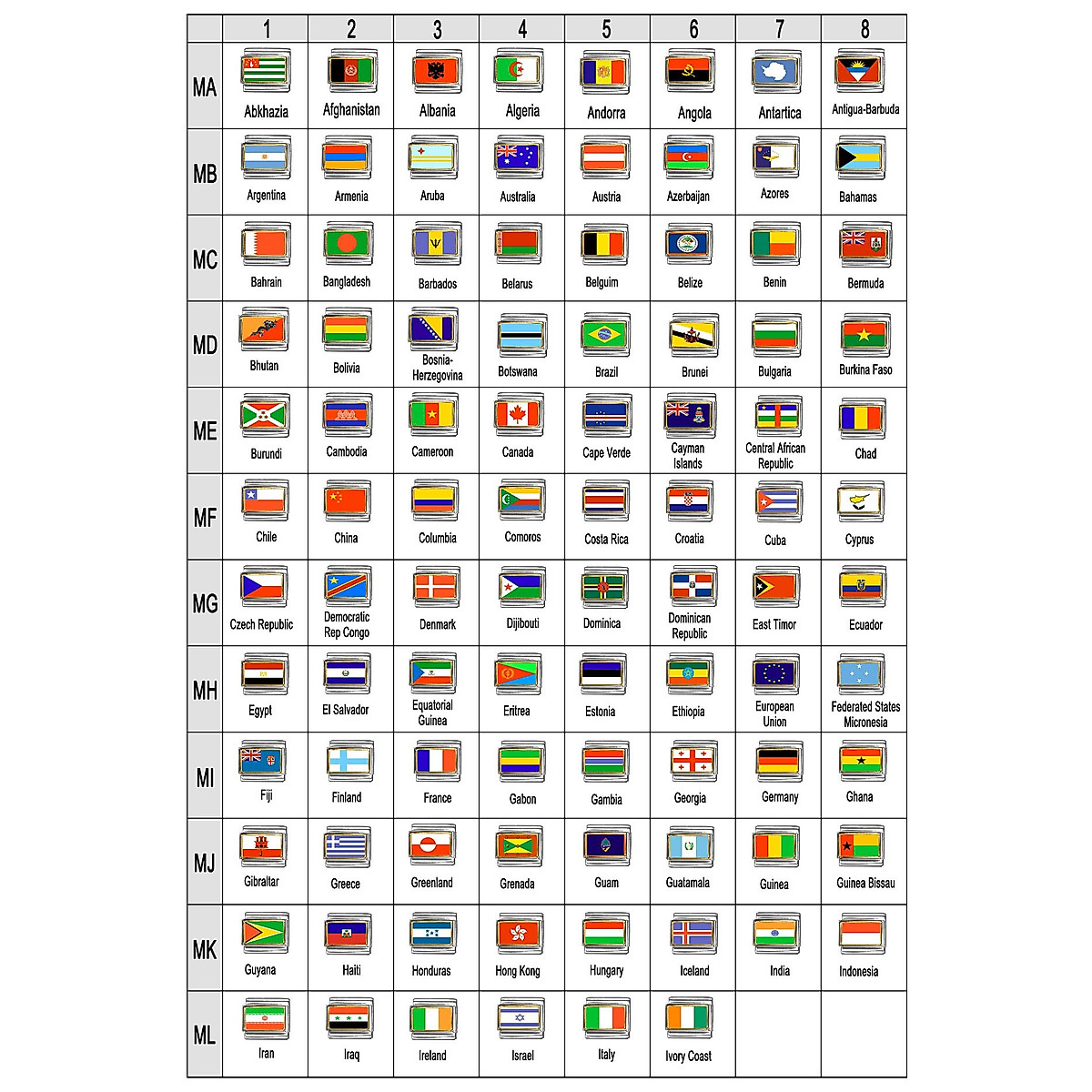 Clearly Charming Flag and Patriotic Italian Charm 8 Charm Bundle