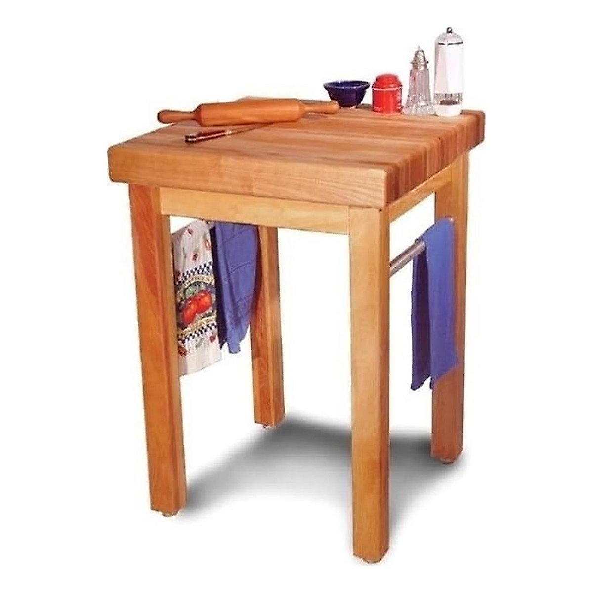 Pemberly Row Wood French Country Butcher Block Work Table in Natural
