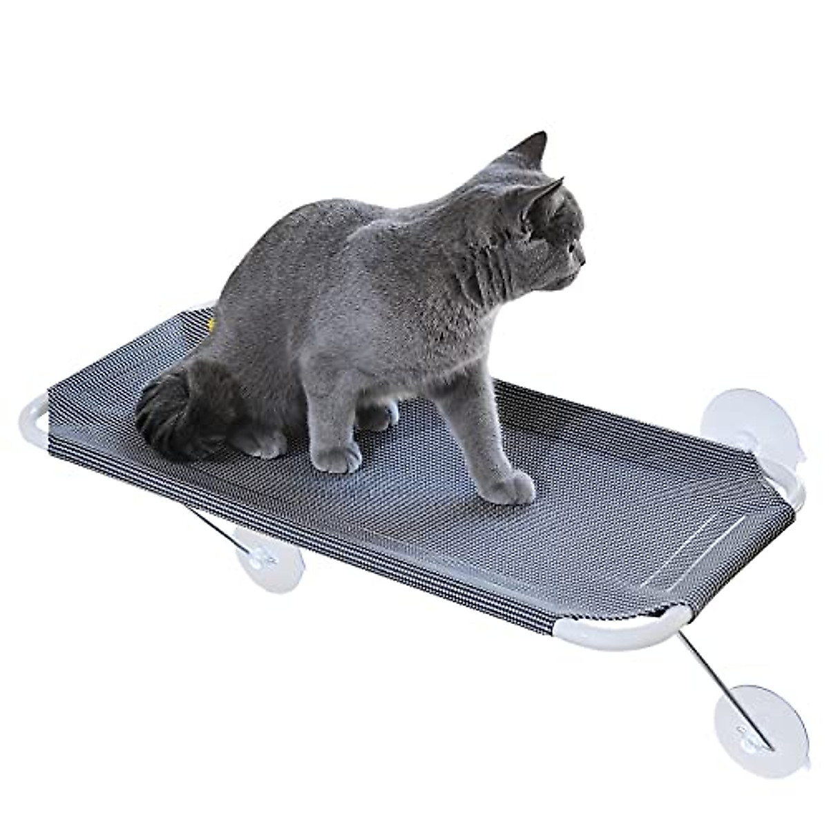 All Around 360° Sunbath and Lower Support Safety Iron Cat Window Perch, Cat Hammock Window Seat for Any Cats (L, Grey)