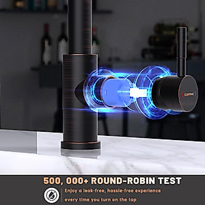 DAYONE Oil Rubbed Bronze Kitchen Faucet and Soap Dispenser, Bronze Kitchen Sink Faucet with Pull Down Sprayer, High Arch Single Handle Sink Faucet for Kitchen