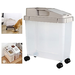 Ingredient Storage Bin Container 10kg Rice Dry Food Sealed on Wheels with Lid Measuring Cup Coffee.