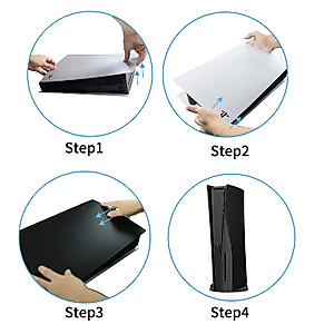 IQIKU PS5 Plates for Disc Edition, PS5 Cover, Hard Shock Resistant PS5 Shell (Black)