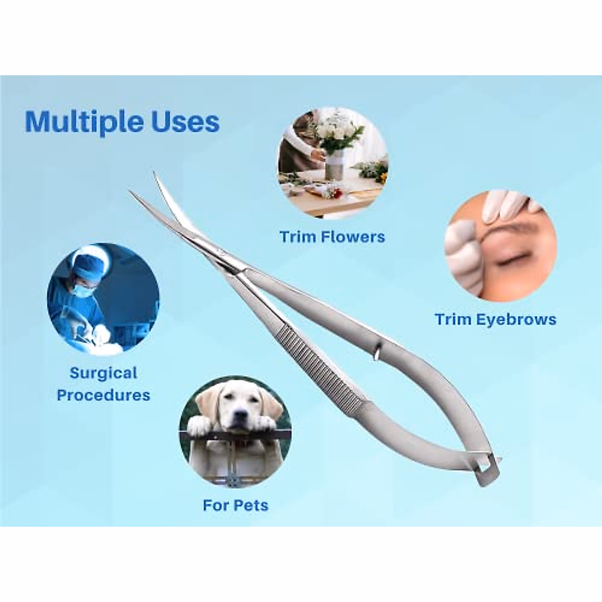 Micro Scissors 4.5" curved Castroviejo stitch cutting embroidery spring action extra sharp Squeeze scissors for ENT eye skin dental veterinary surgeon by Artman Instruments