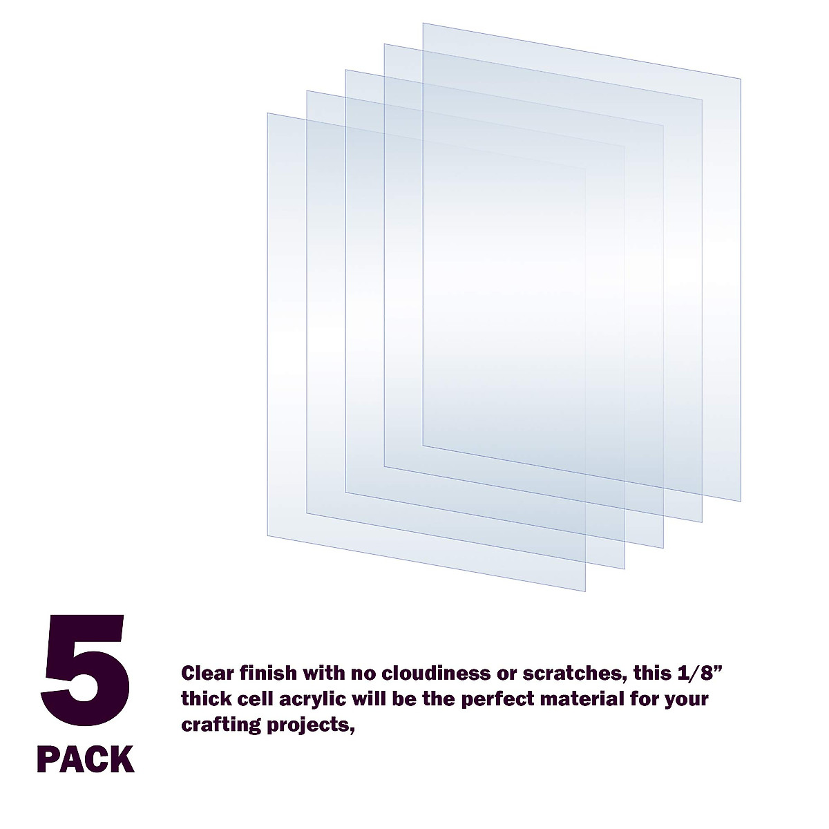 Performore 5 Pack of 4x6 Inch Plexiglass Sheet with Protective Film, 0.04" Thick PETG Panels, Clear Acrylic Plastic Sheet for Picture Frame, Invitations, Cricut