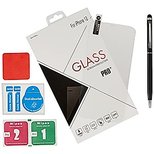 Glow Co., Ltd. 405-1-01 iPhone 12 with Strap, Multi-Functional Storage, Notebook Type Case, Navy, Tempered Glass & Stylus Pen Included