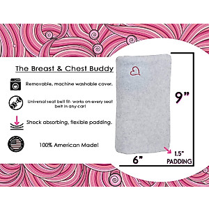The Breast & Chest Buddy - Seatbelt Cushion for Open Heart Surgery, Mastectomy and Chest Reconstruction Sites - Solid Gray with Heart