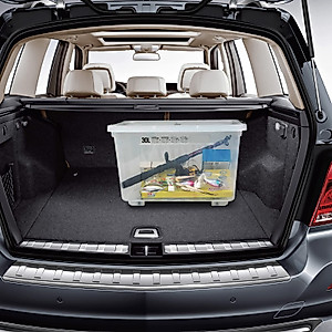 Hommp 4 Packs 30 Liter Clear Large Storage Boxes Container with Lids and Wheels