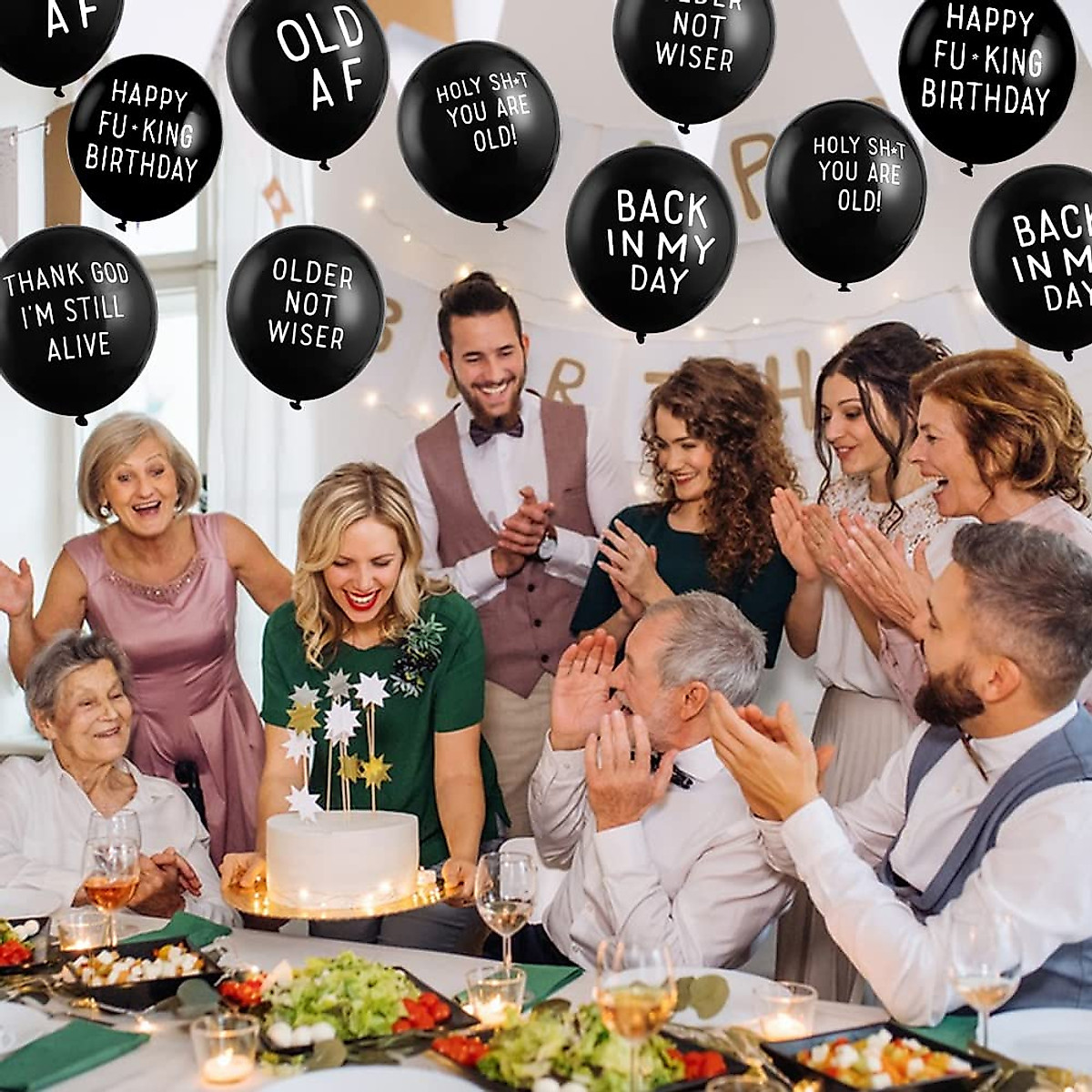 Easy Joy 18 Piece Funny Abusive Old Age Birthday Party Balloons - 12"/18 Pack above 10 Different Rude and Offensive Phrases - 12 Inch Latex Party Balloons with Sarcastic Phrases - NSFW Adult Language