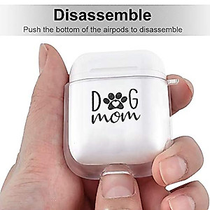 Creforkial Cute Dog Mom Case with Keychain for Airpod Clear Soft TPU, Protective Cover [ LED Visible ] [ Supports Wireless Charging ] for Airpods 1st and 2nd Generation