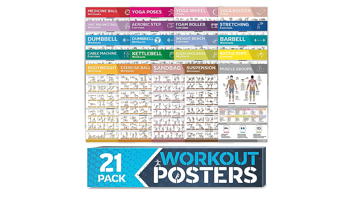 Laminated Workout Poster Set - Elevate Your Home Gym
