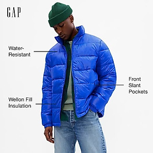 GAP Mens Midweight Puffer, True Black, X-Small US